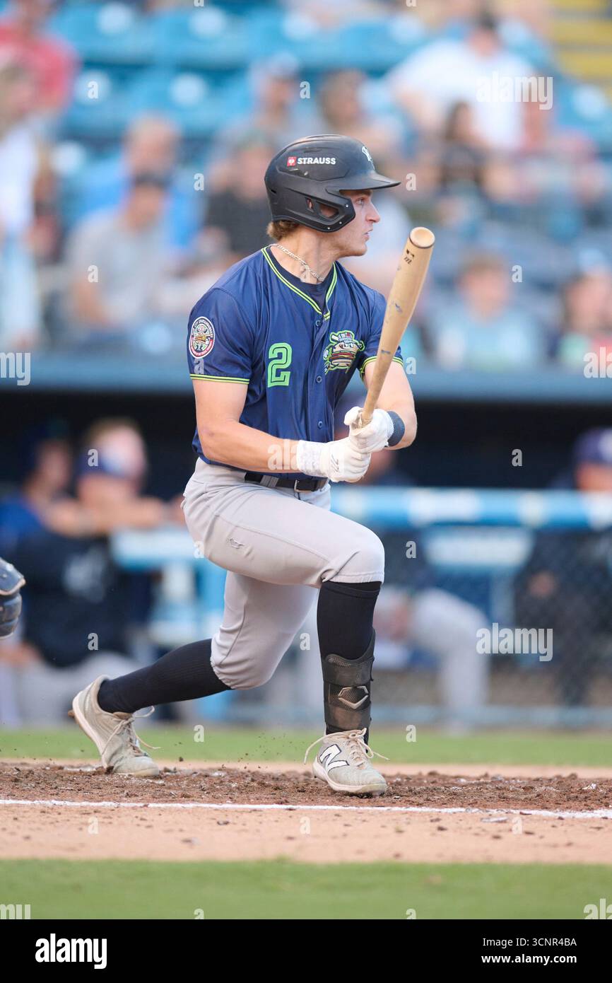 Hub City Spartanburgers Casey Cook (2) at bat during a game against the ...