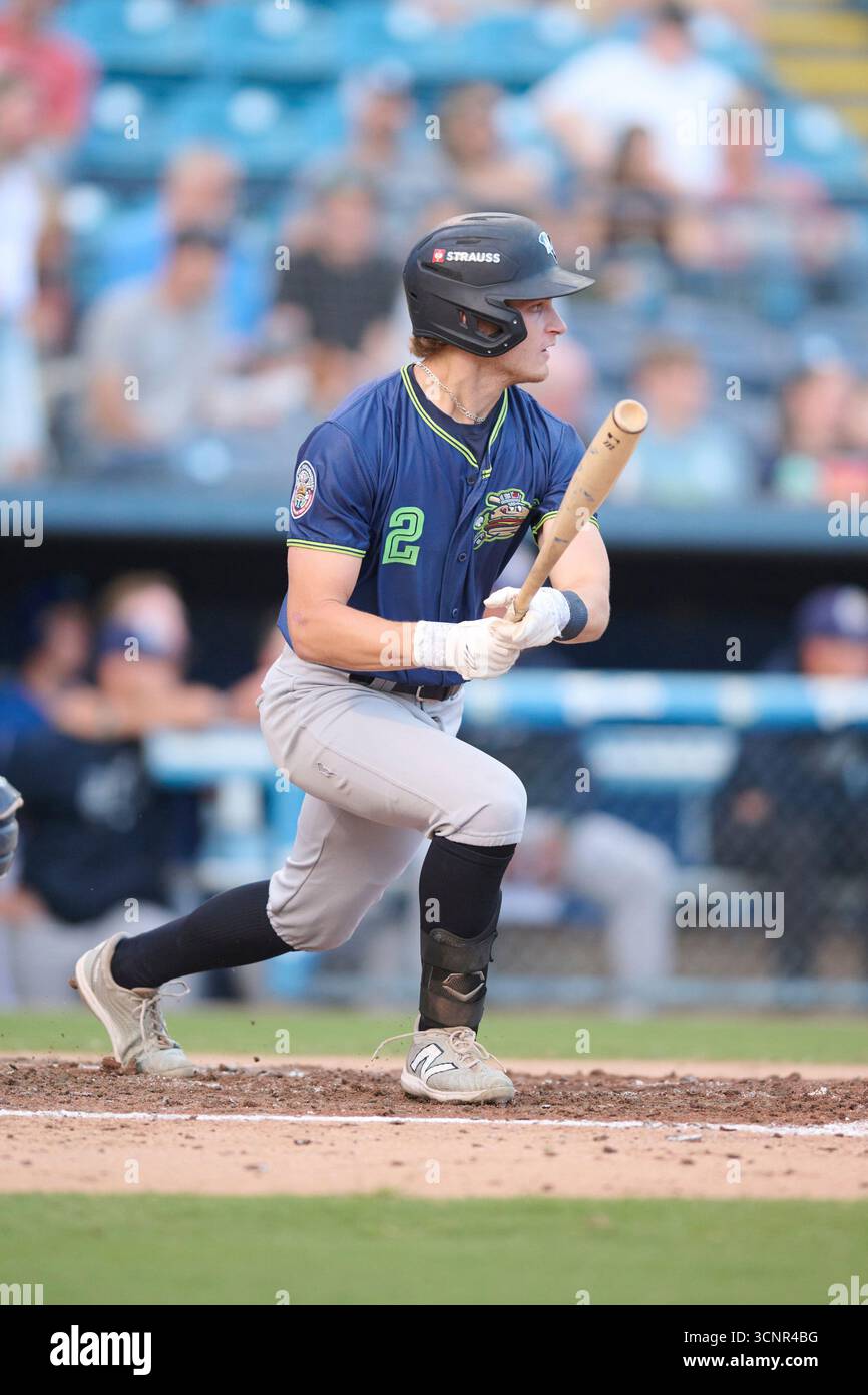 Hub City Spartanburgers Casey Cook (2) at bat during a game against the ...