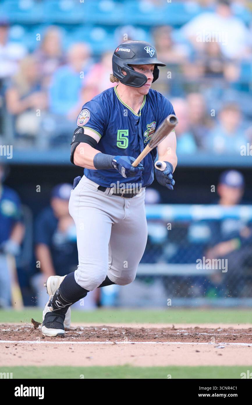 Hub City Spartanburgers John Taylor (5) at bat during a game against ...