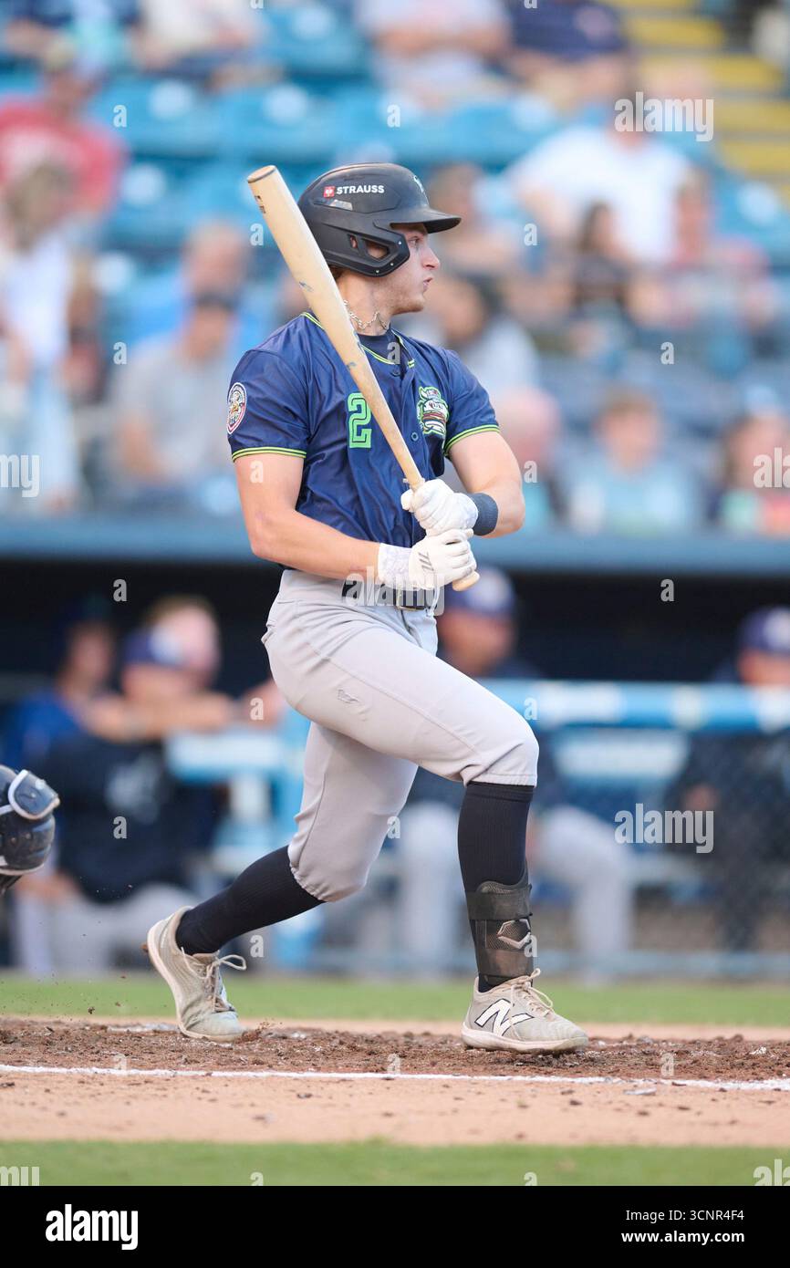 Hub City Spartanburgers Casey Cook (2) at bat during a game against the ...