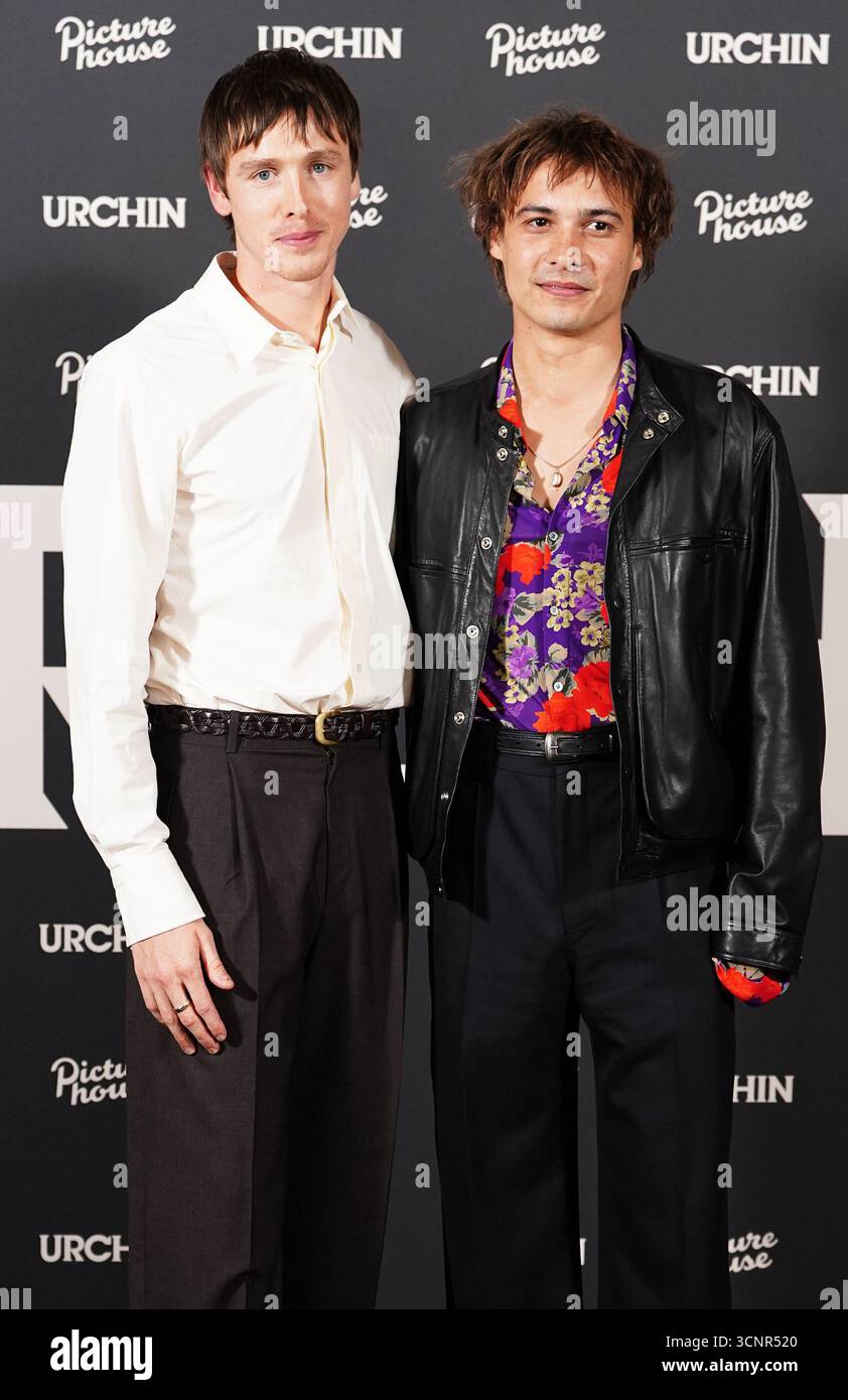 Harris Dickinson (left) and Frank Dillane arriving for the premiere of ...