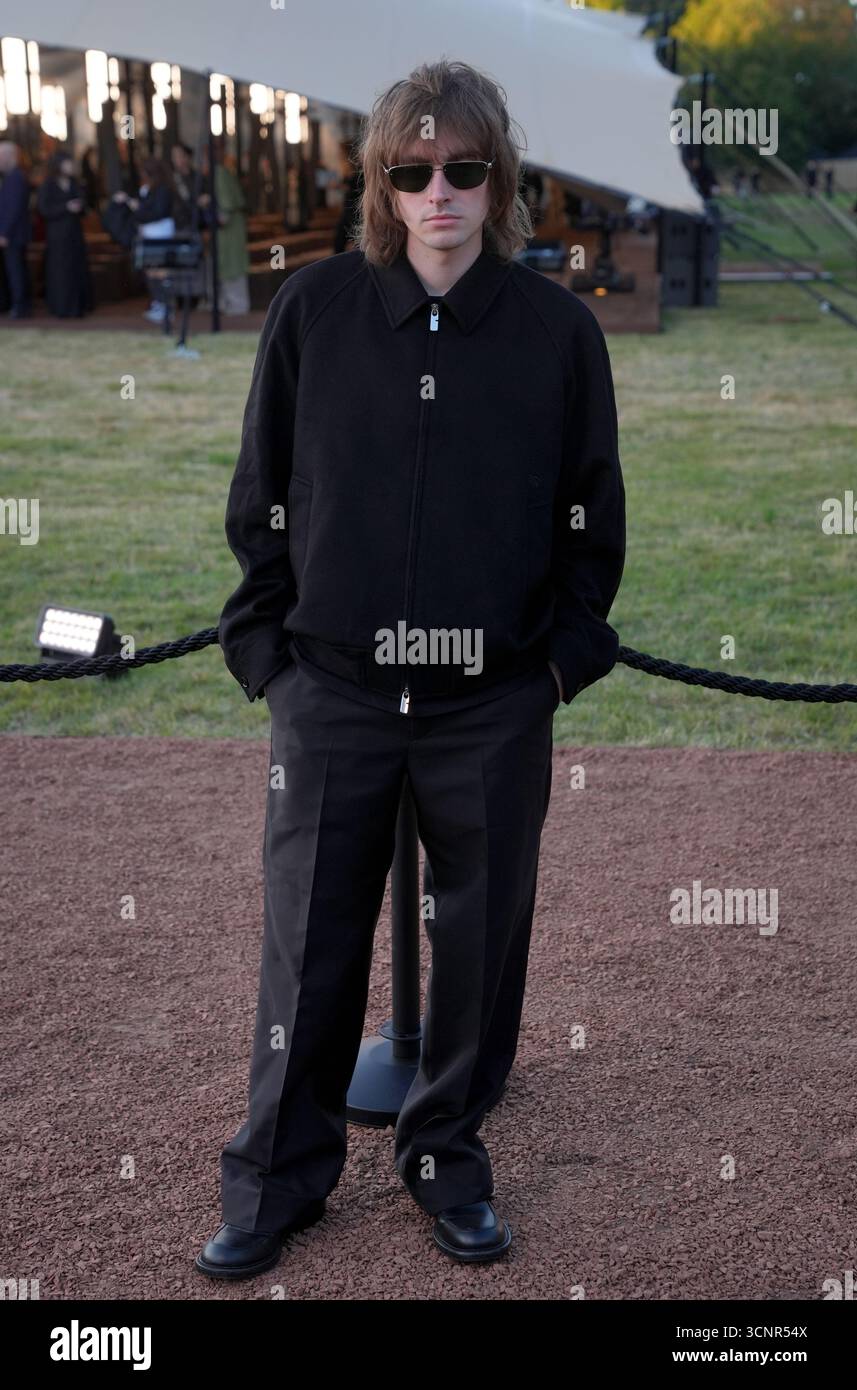 Gene Gallagher arriving for the Burberry show in Perks Field, London ...