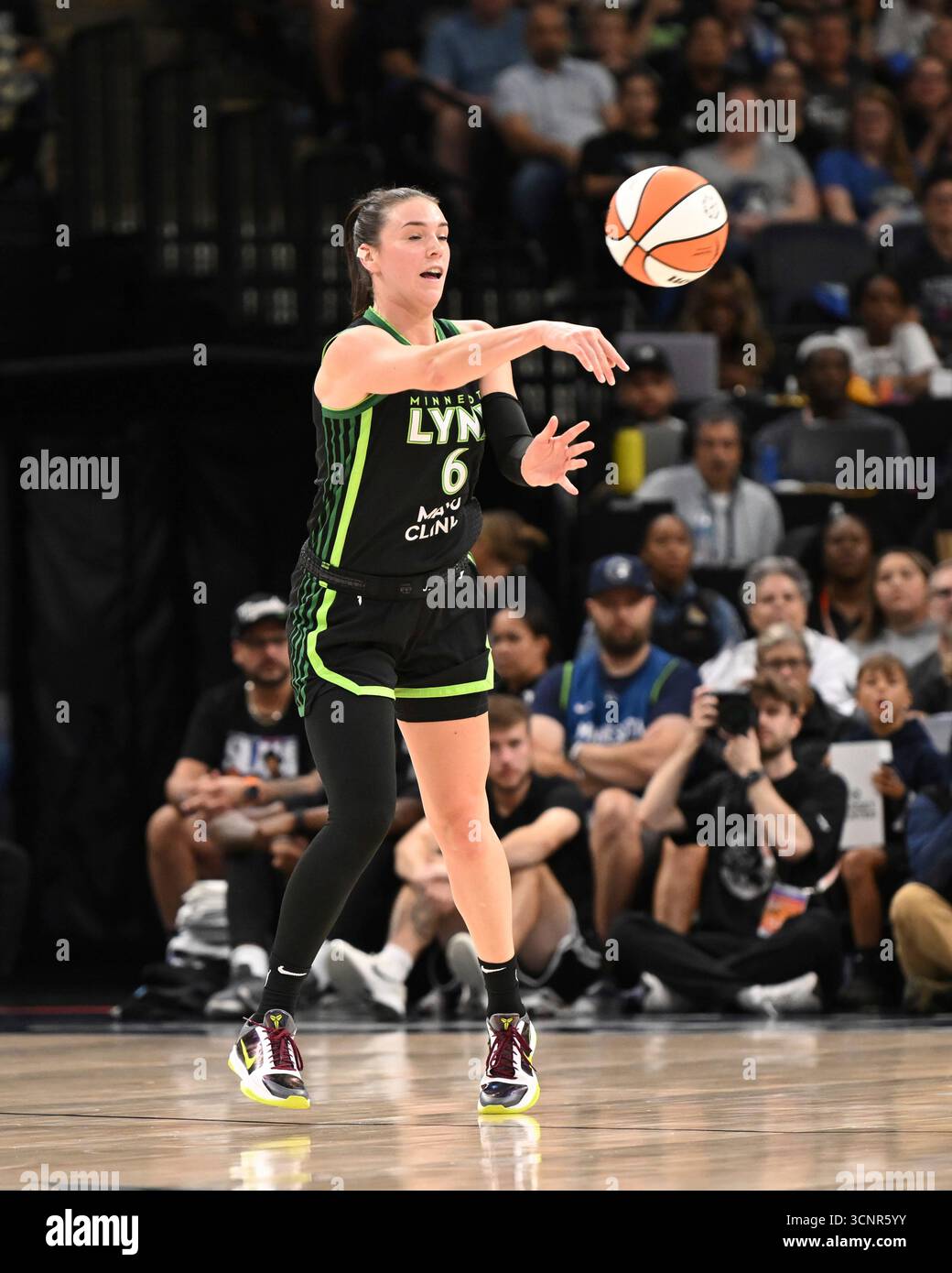 Minnesota Lynx forward Bridget Carleton passes the ball against the ...
