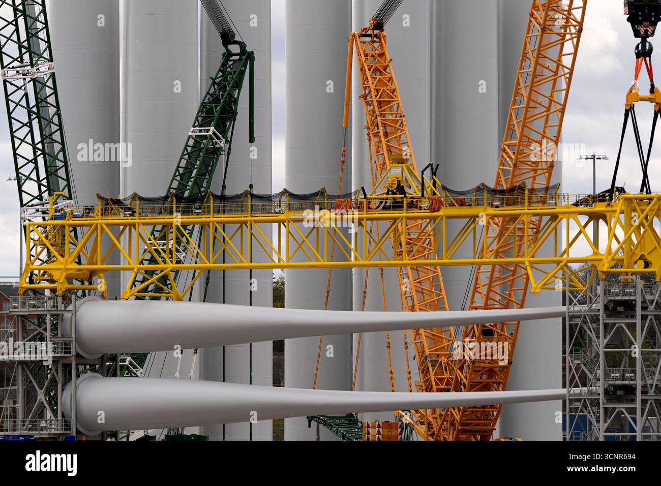 FILE - Wind turbine components sit at New London State Pier, April 16 ...