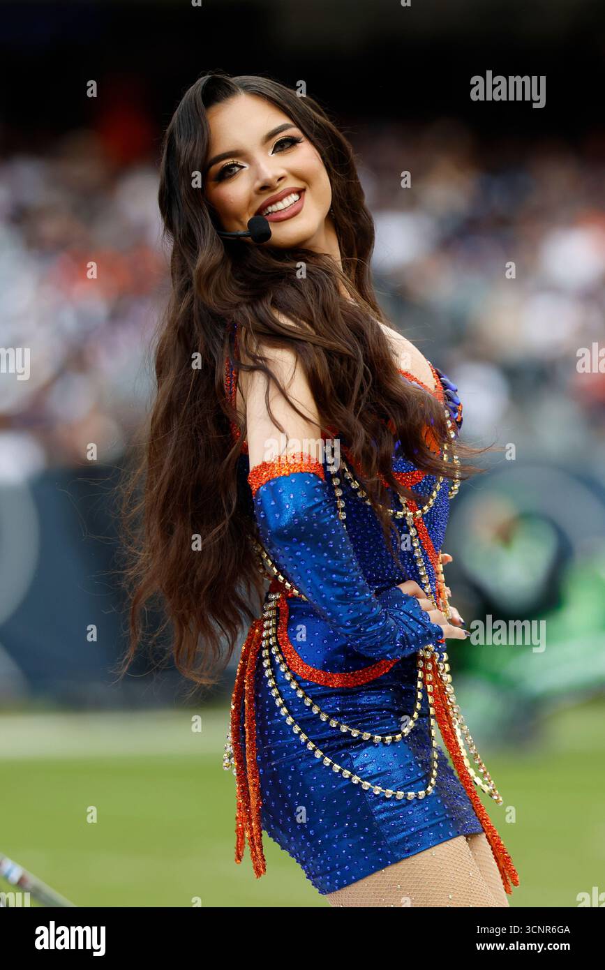 Angelina Victoria, performs at halftime of an NFL football game between ...