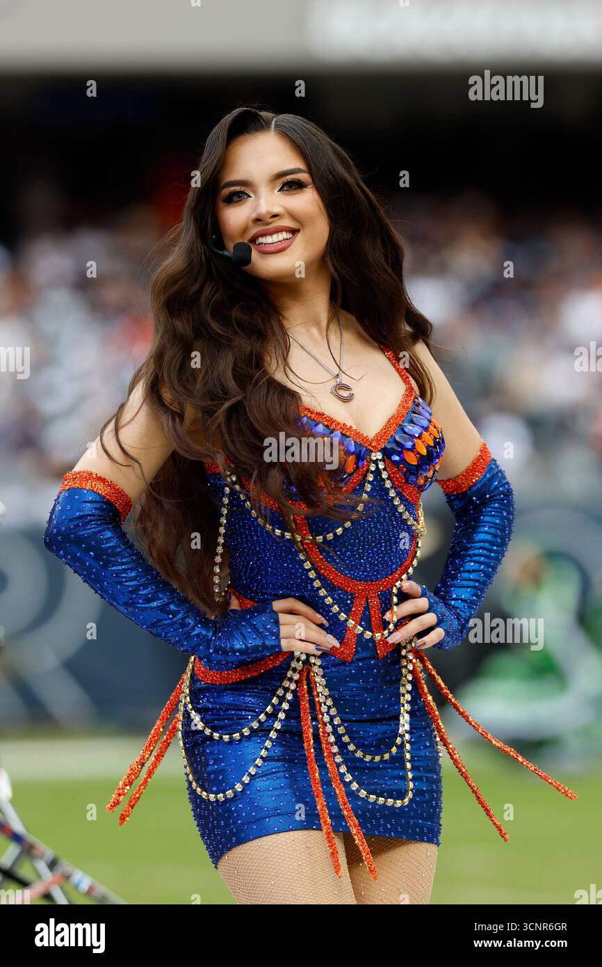 Angelina Victoria, performs at halftime of an NFL football game between ...