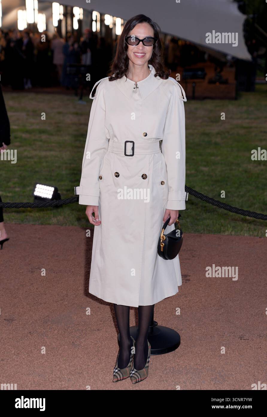 Alexa Chung arriving for the Burberry show in Perks Field, London ...