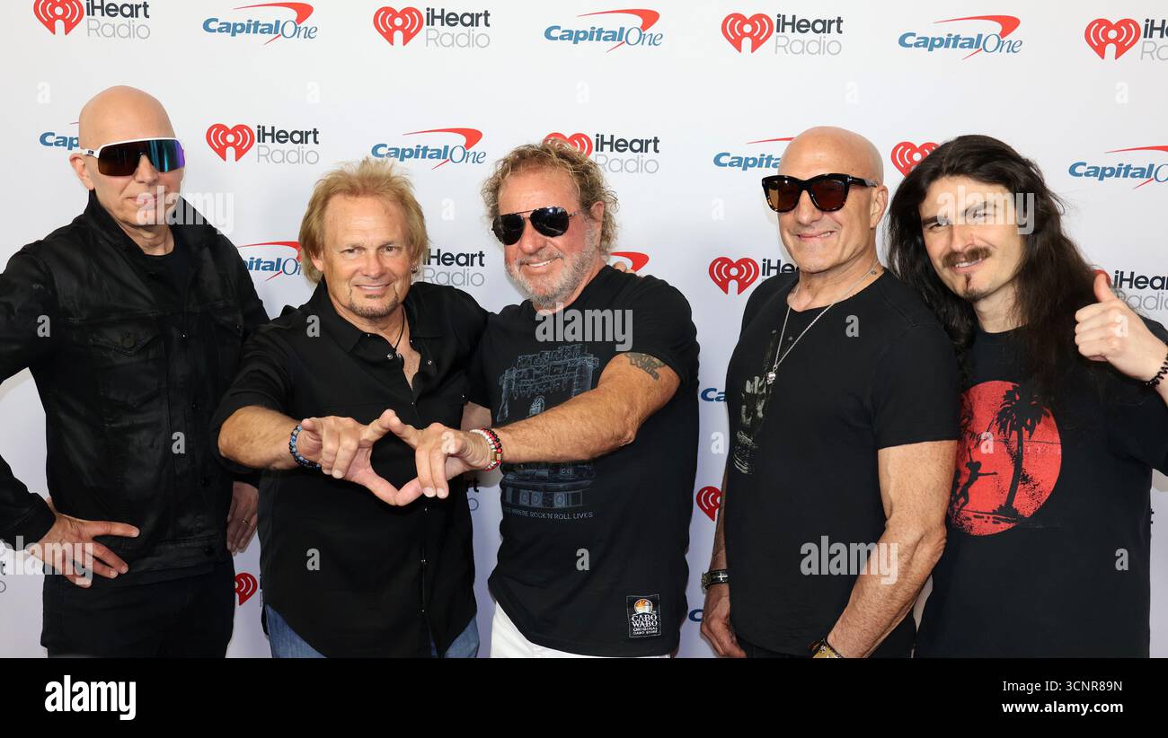 Joe Satriani, Michael Anthony, Sammy Hagar, Kenny Aronoff and Rai Thistlethwayte at the 2025 ...