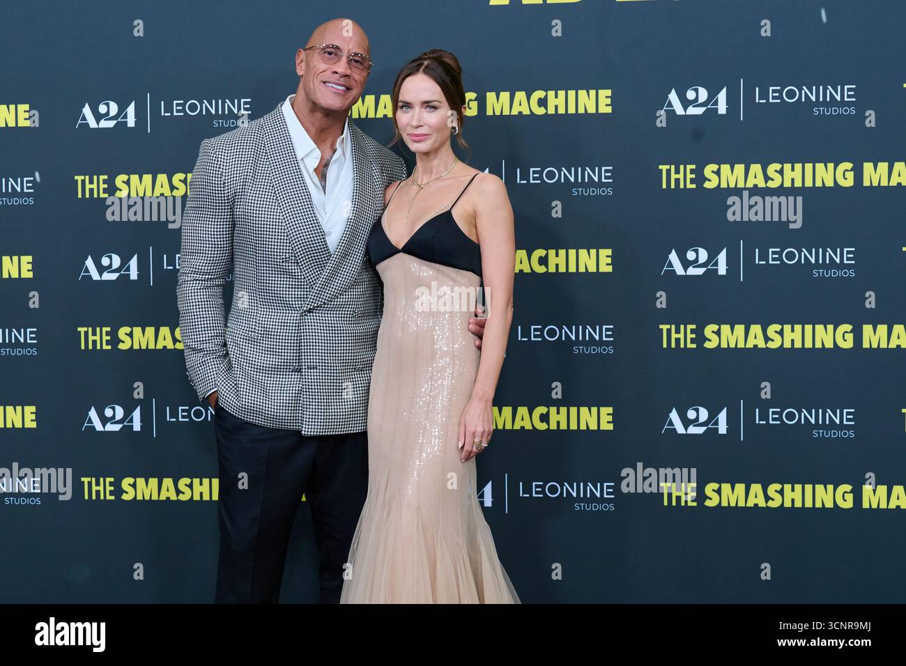22 September 2025, Berlin: Emily Blunt and Dwayne Johnson attend the ...