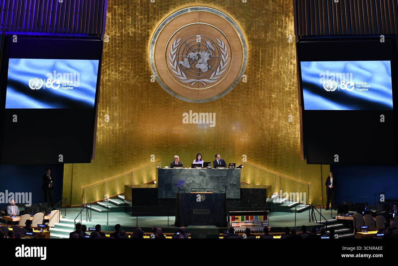 (250922) -- UNITED NATIONS, Sept. 22, 2025 (Xinhua) -- Photo shows a ...