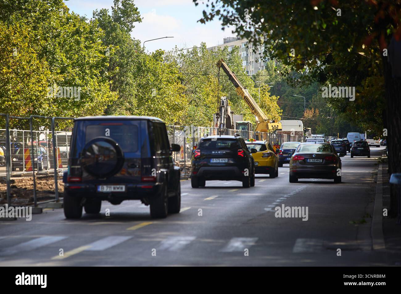 Bucharest, Romania. 22nd Sep, 2025: Reconstruction site of the tram line on Basarabia Boulevard ...