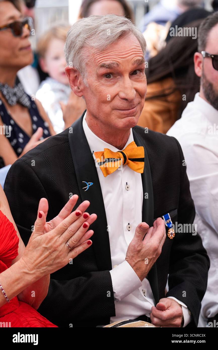 Bill Nye attends a ceremony honoring him with a star on the Hollywood ...