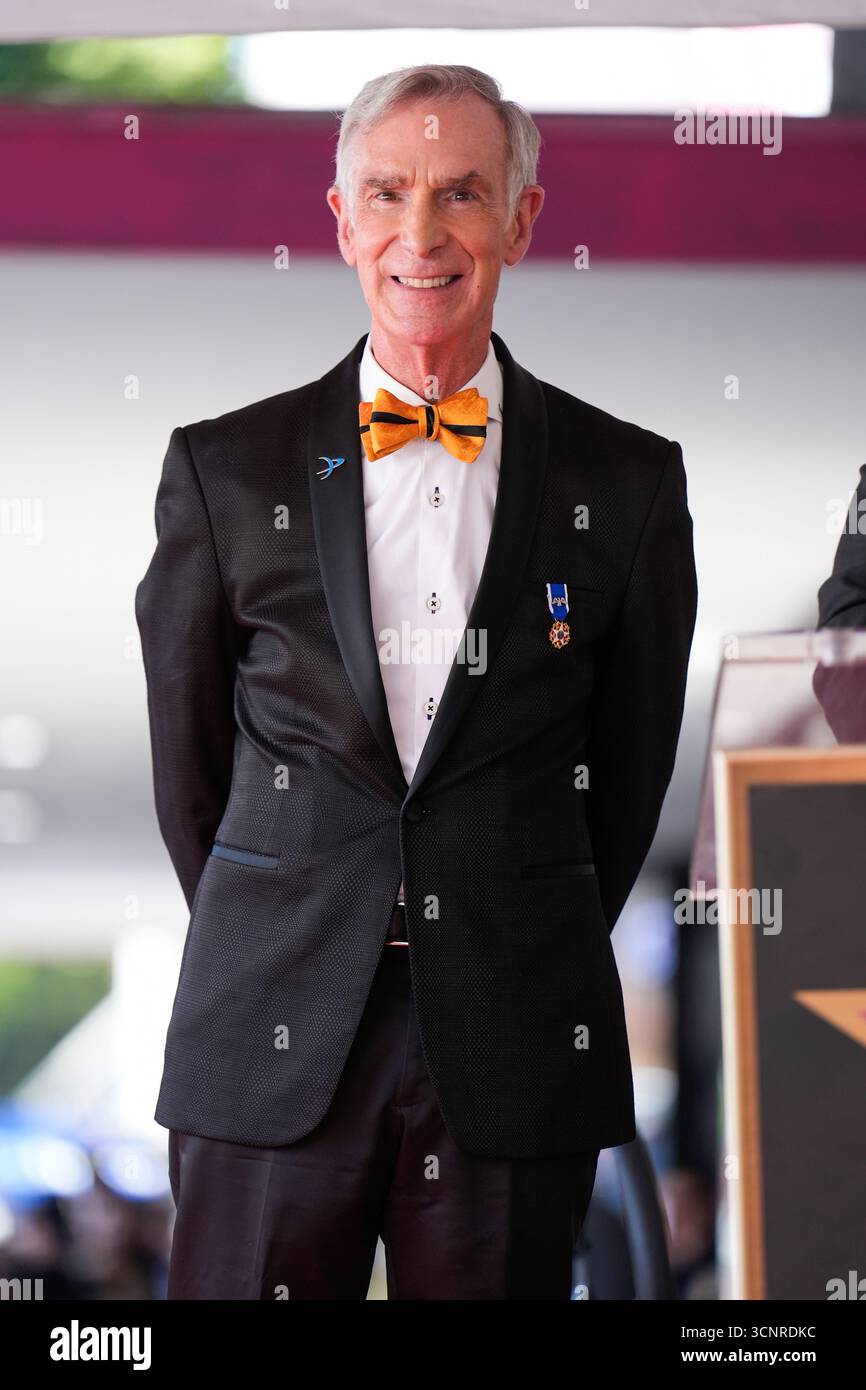 Bill Nye attends a ceremony honoring him with a star on the Hollywood ...