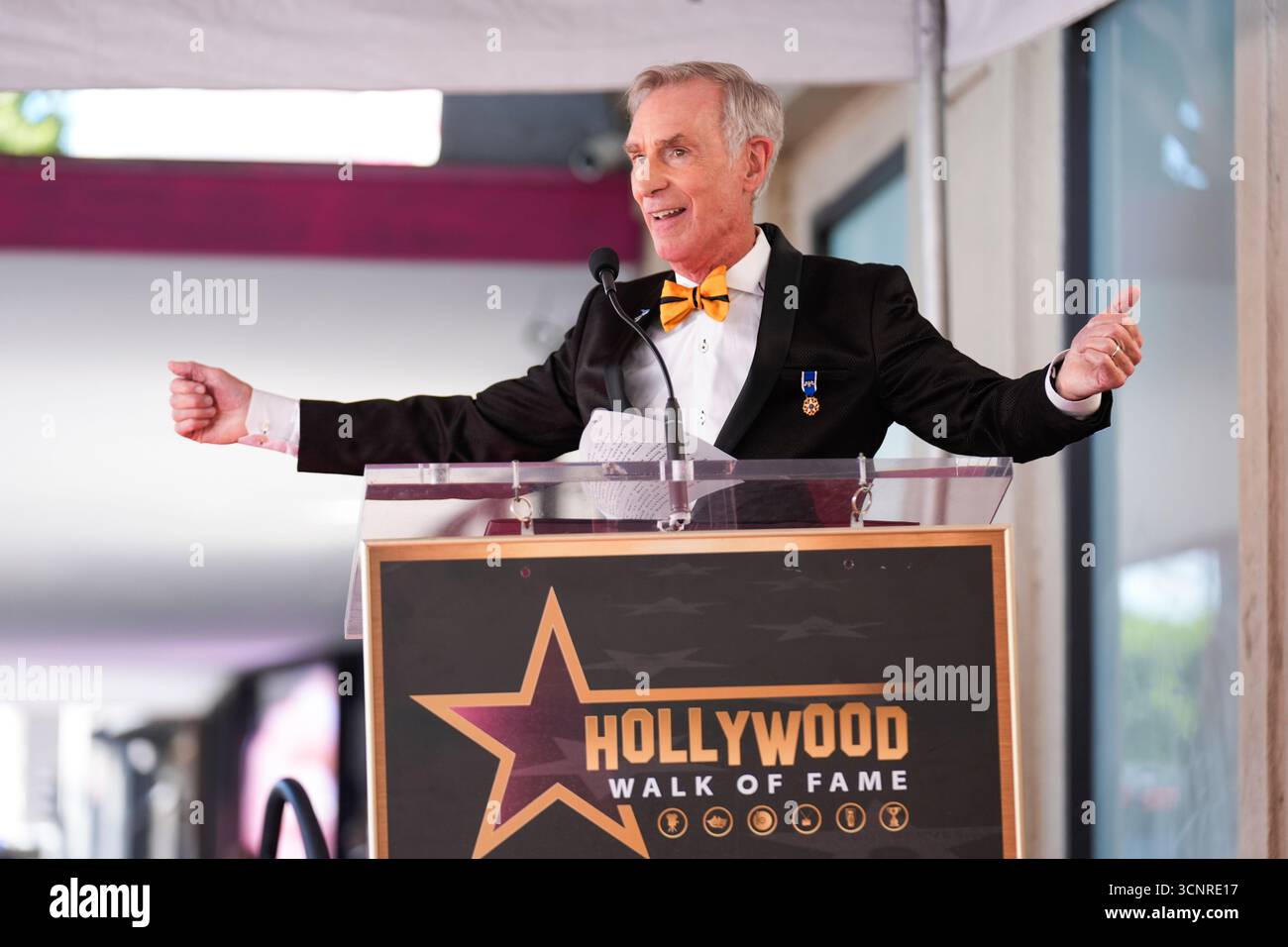 Bill Nye attends a ceremony honoring him with a star on the Hollywood ...