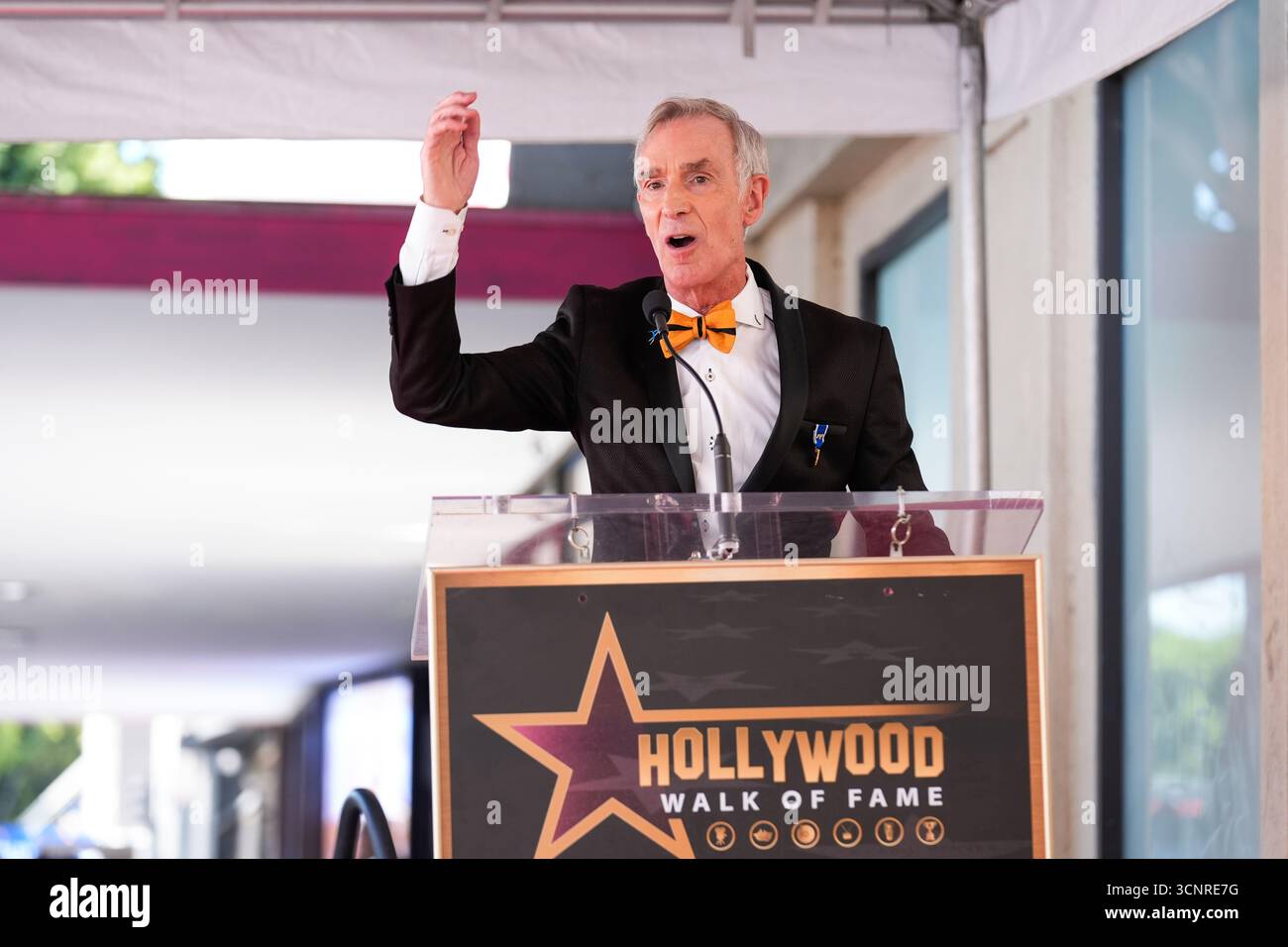 Bill Nye attends a ceremony honoring him with a star on the Hollywood ...