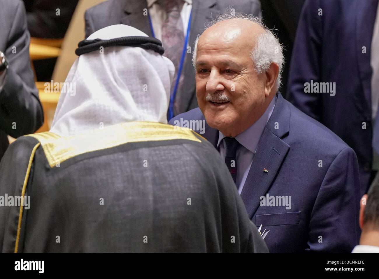 Palestinian President Mahmoud Abbas arrives inside the General Assembly Hall, Monday, Sept. 22 ...
