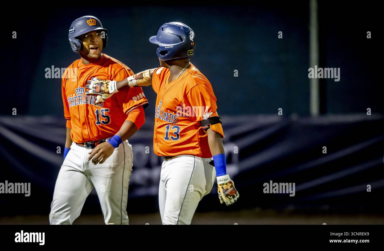 ROTTERDAM - Baseball players PROFAR Juremi (right) and CHOOP Sharlon of ...