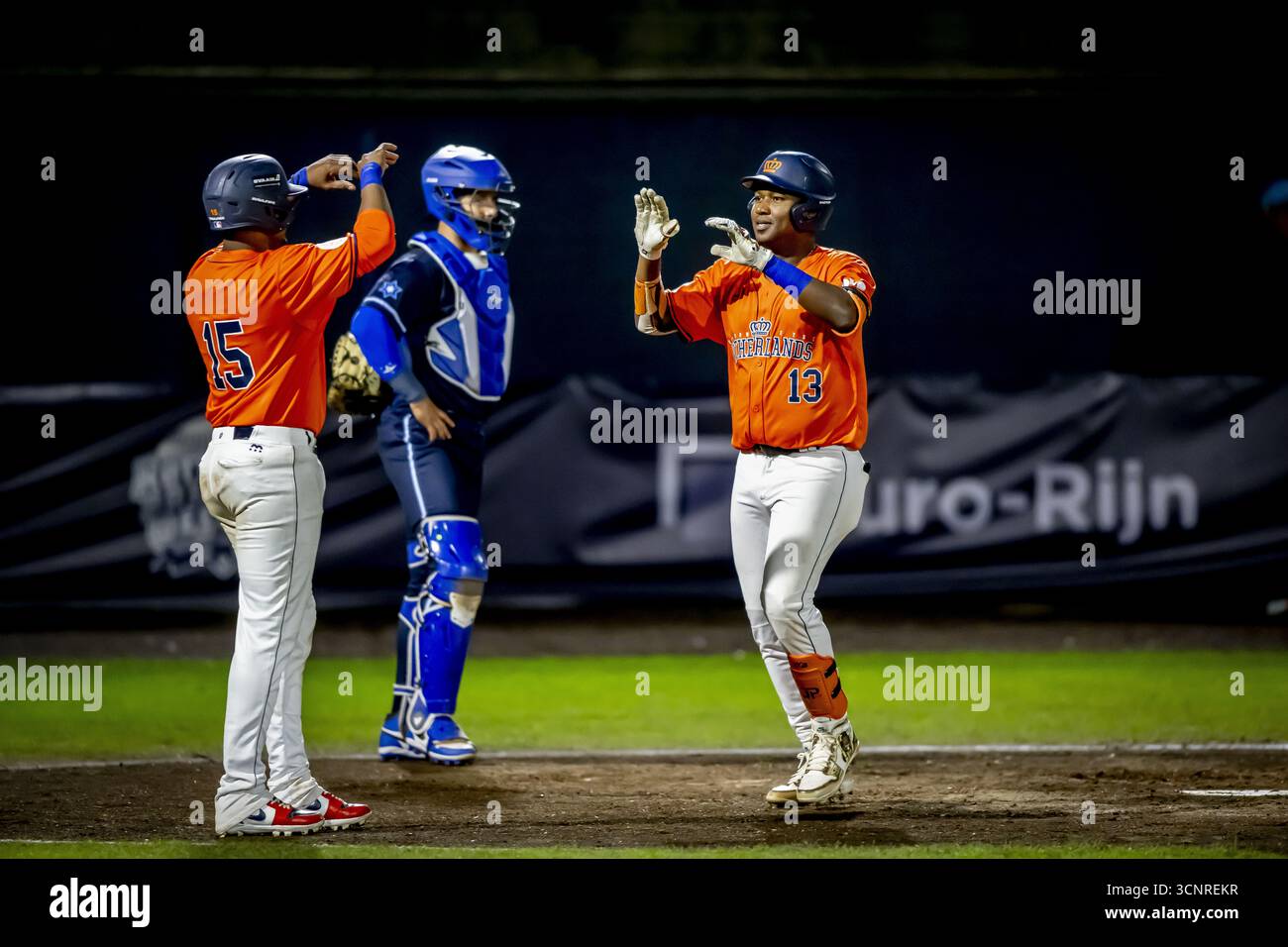 ROTTERDAM - Baseball players PROFAR Juremi (right) and CHOOP Sharlon of ...