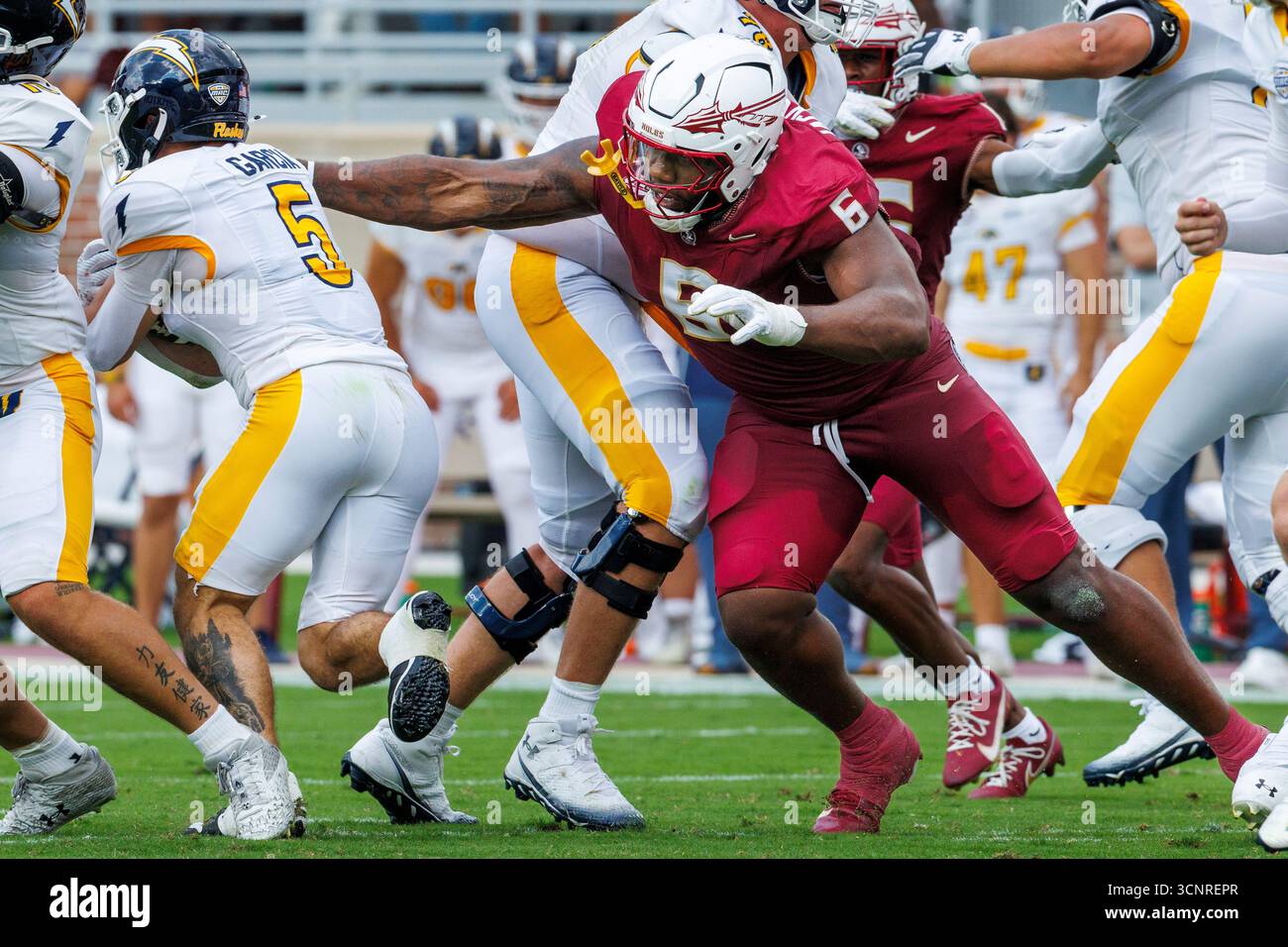 Florida State defensive lineman Darrell Jackson Jr. (6) reaches for ...