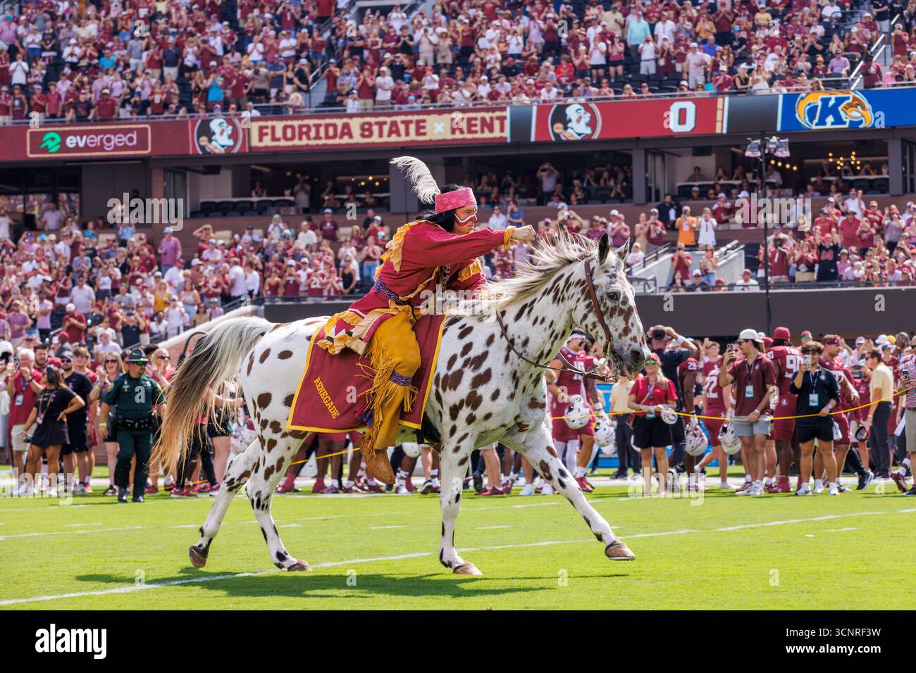 Florida State mascot Osceola rides across the field before an NCAA ...
