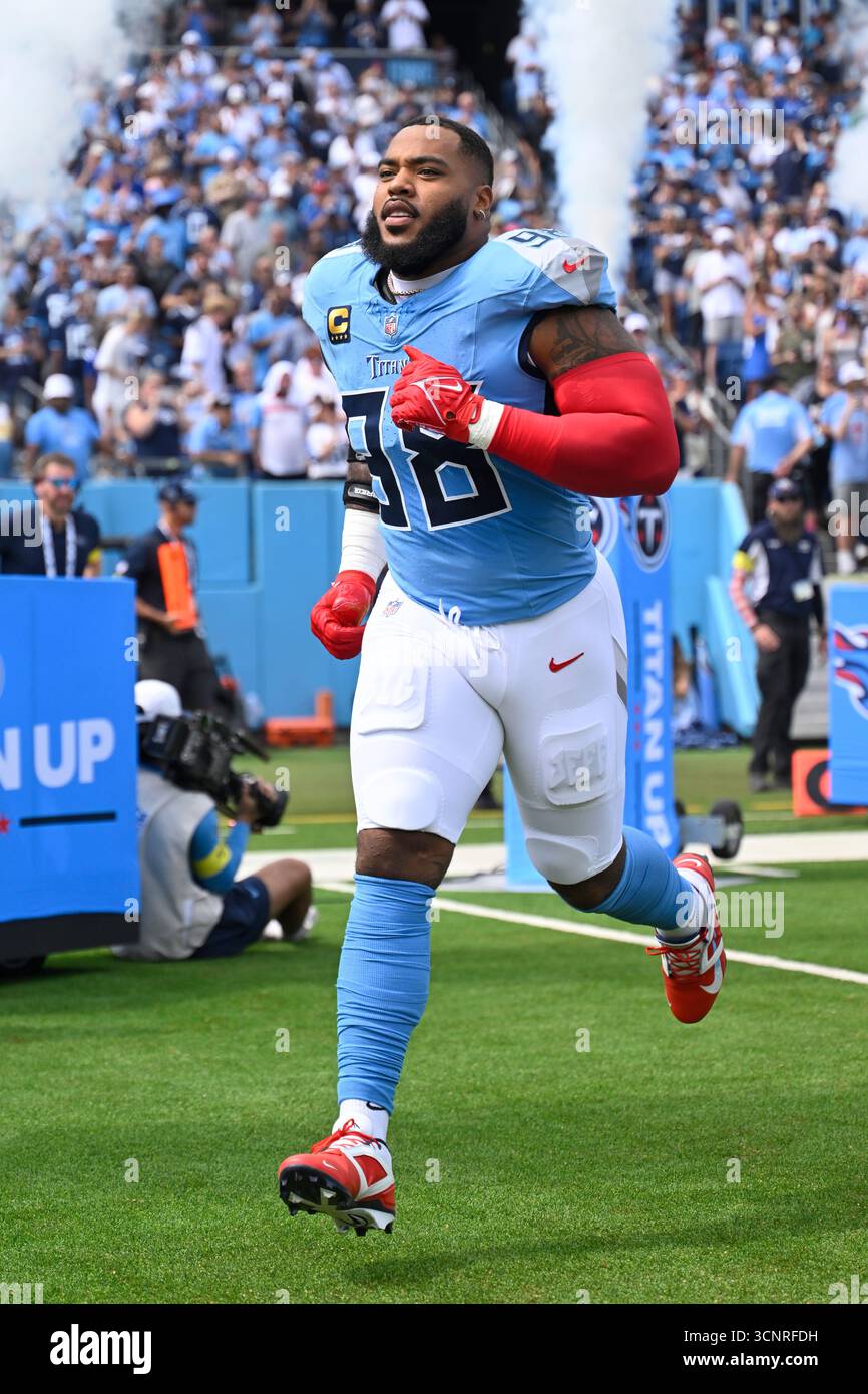 Tennessee Titans defensive tackle Jeffery Simmons (98) is introduced as ...