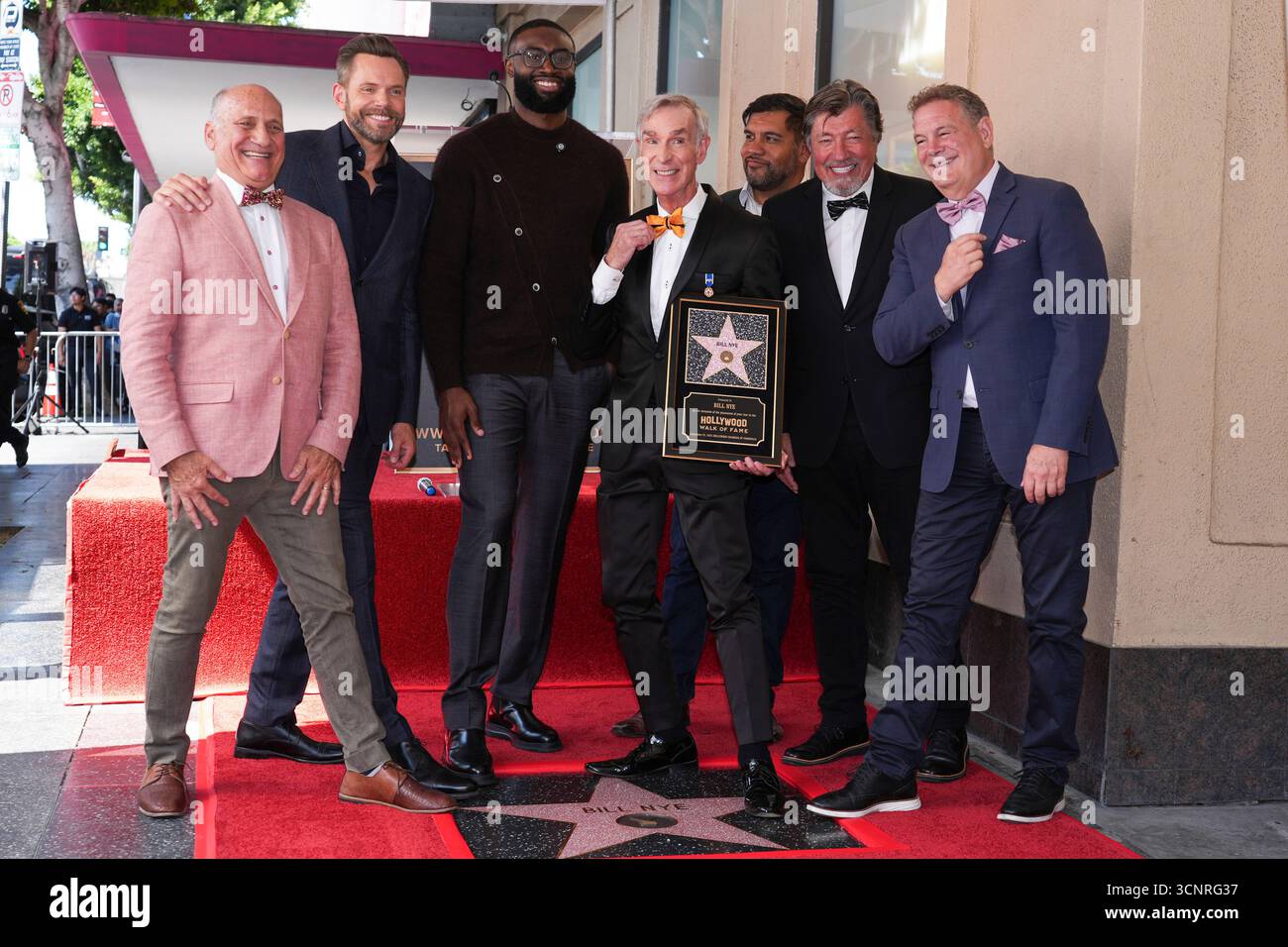 Steve Nissen, from left, Joel McHale, Jaylen Brown, Bill Nye, Hugo Soto ...
