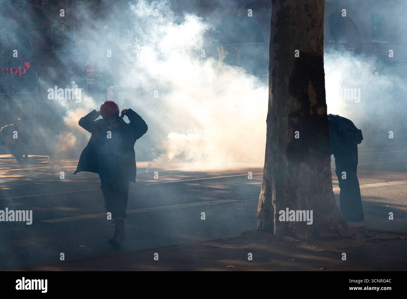 Tension between demonstrators and law enforcement during the ...