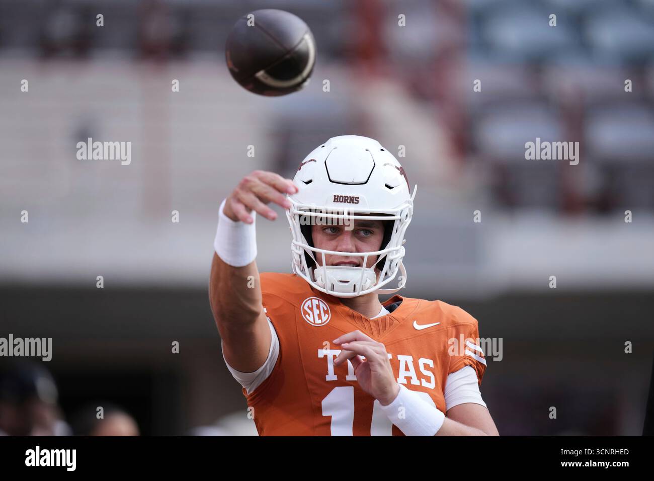 Texas quarterback Arch Manning throws before an NCAA college football ...