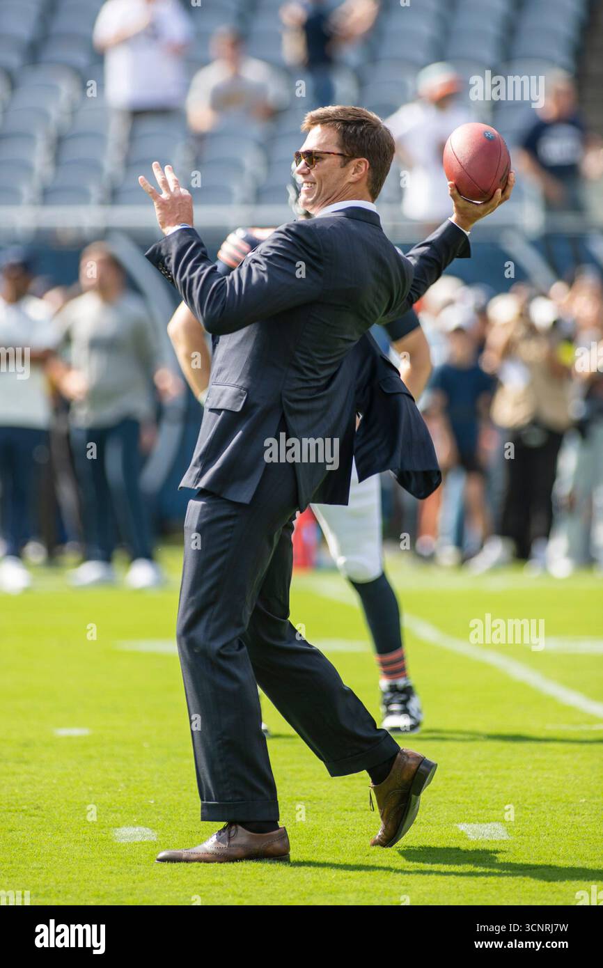 September 21, 2025: Retired Quarterback Tom Brady throws the football ...