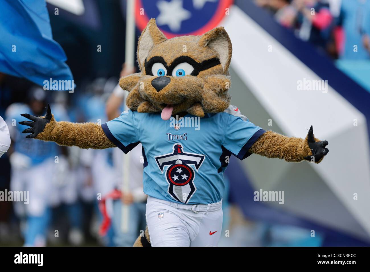 Tennessee Titans mascot T-Rac runs onto the field prior to an NFL ...