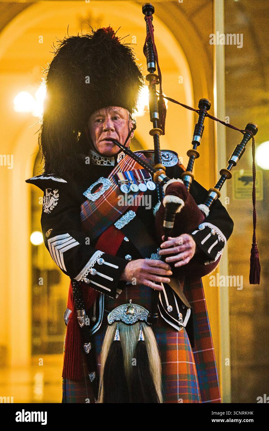 World-renowned bagpiper Robert Jordan performs during the Scottish ...