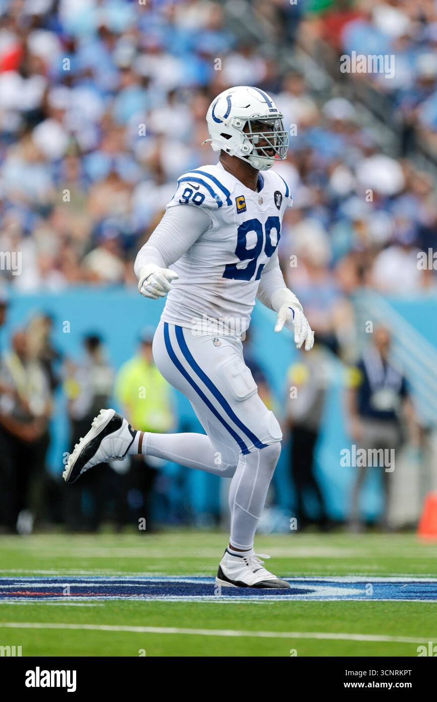 Indianapolis Colts defensive tackle DeForest Buckner (99) defends ...