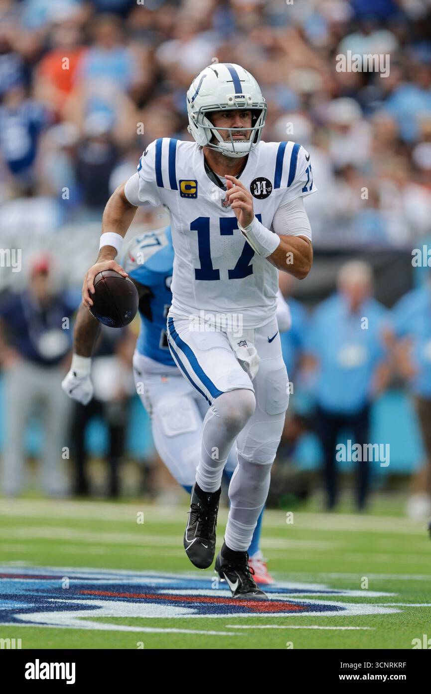 Indianapolis Colts quarterback Daniel Jones (17) runs with the ball ...