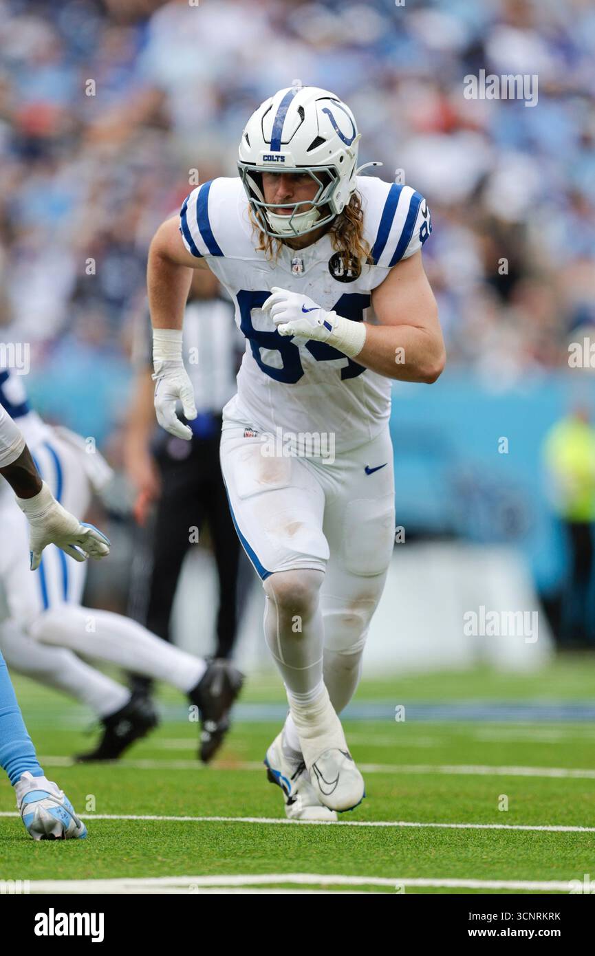 Indianapolis Colts tight end Tyler Warren (84) runs a route during the ...