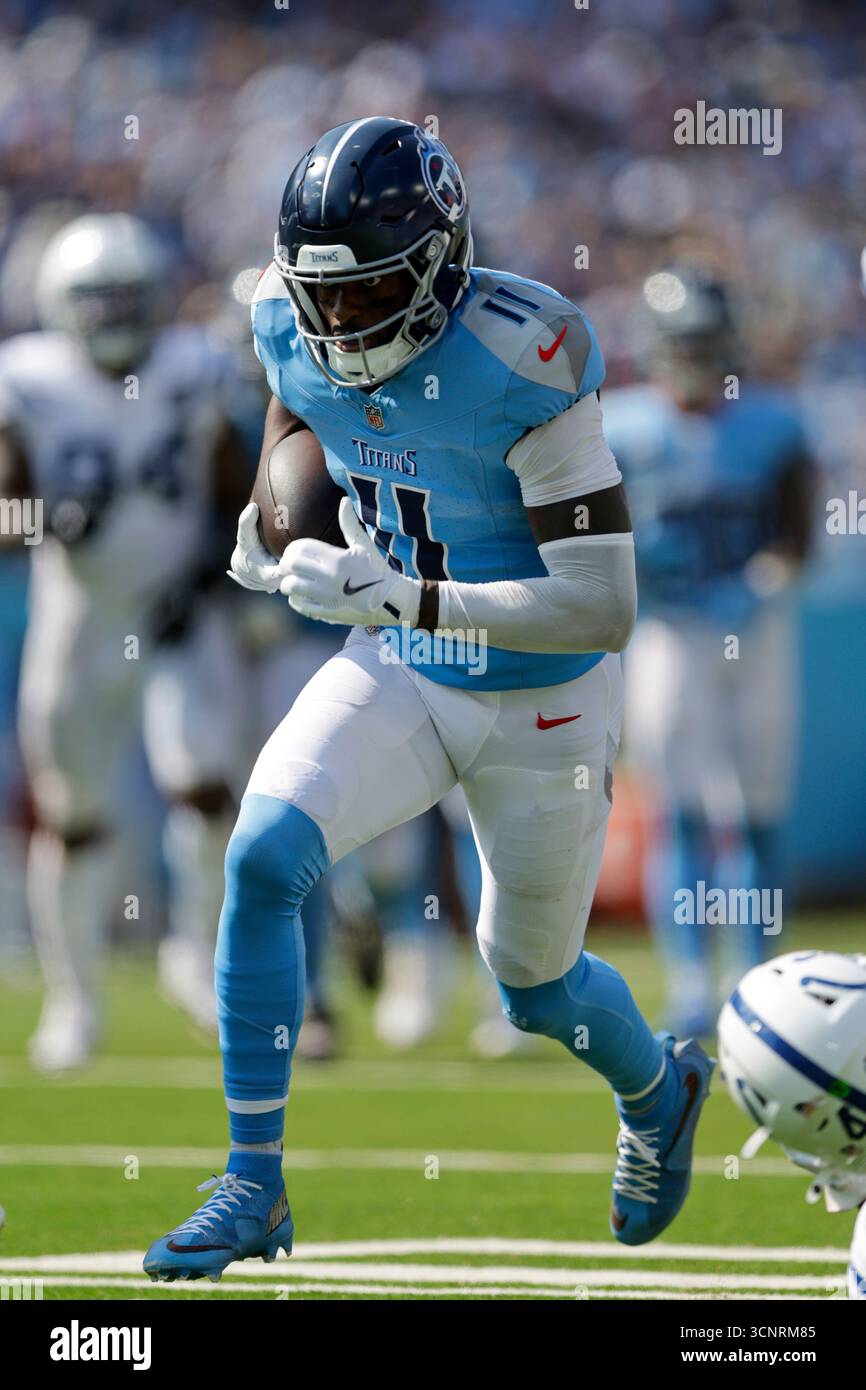 Tennessee Titans wide receiver Van Jefferson (11) runs with the ball ...