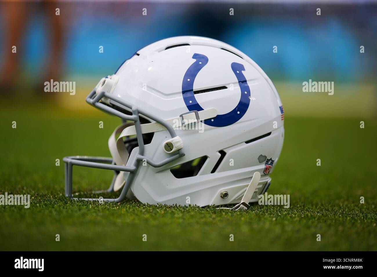 Detail view of a Indianapolis Colts helmet during the first half of an ...