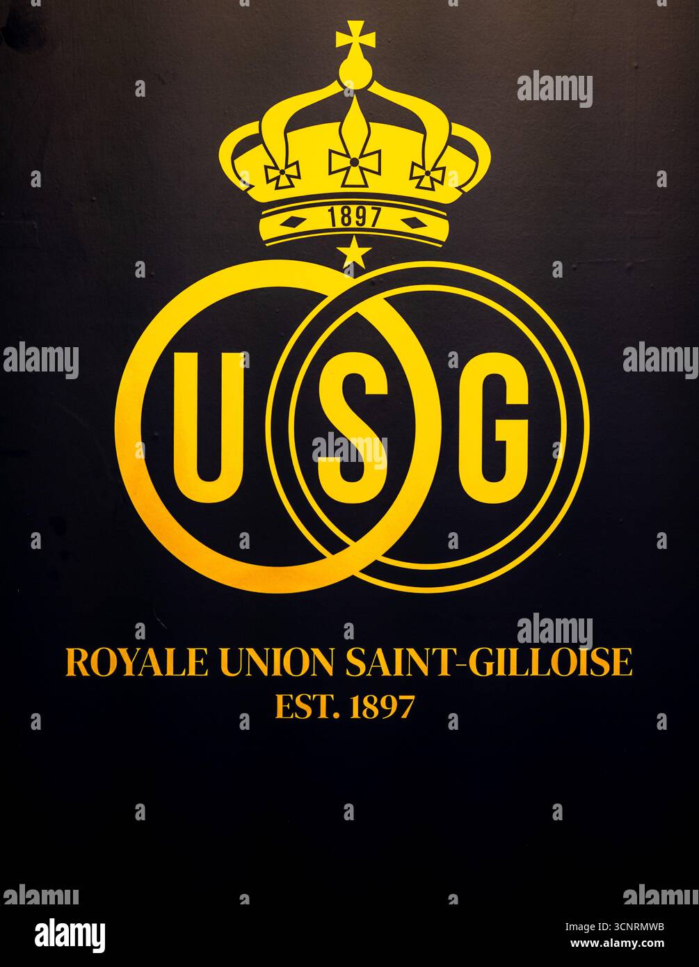 Logo of the USG Royale Union Saint Gilloise soccer team in Vorst Forest ...