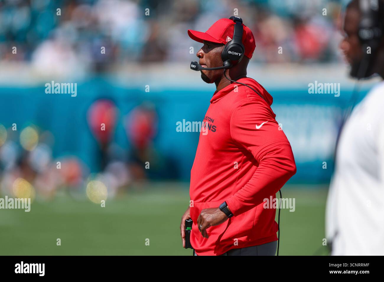 Houston Texans head coach DeMeco Ryans walks the sideline during an NFL ...