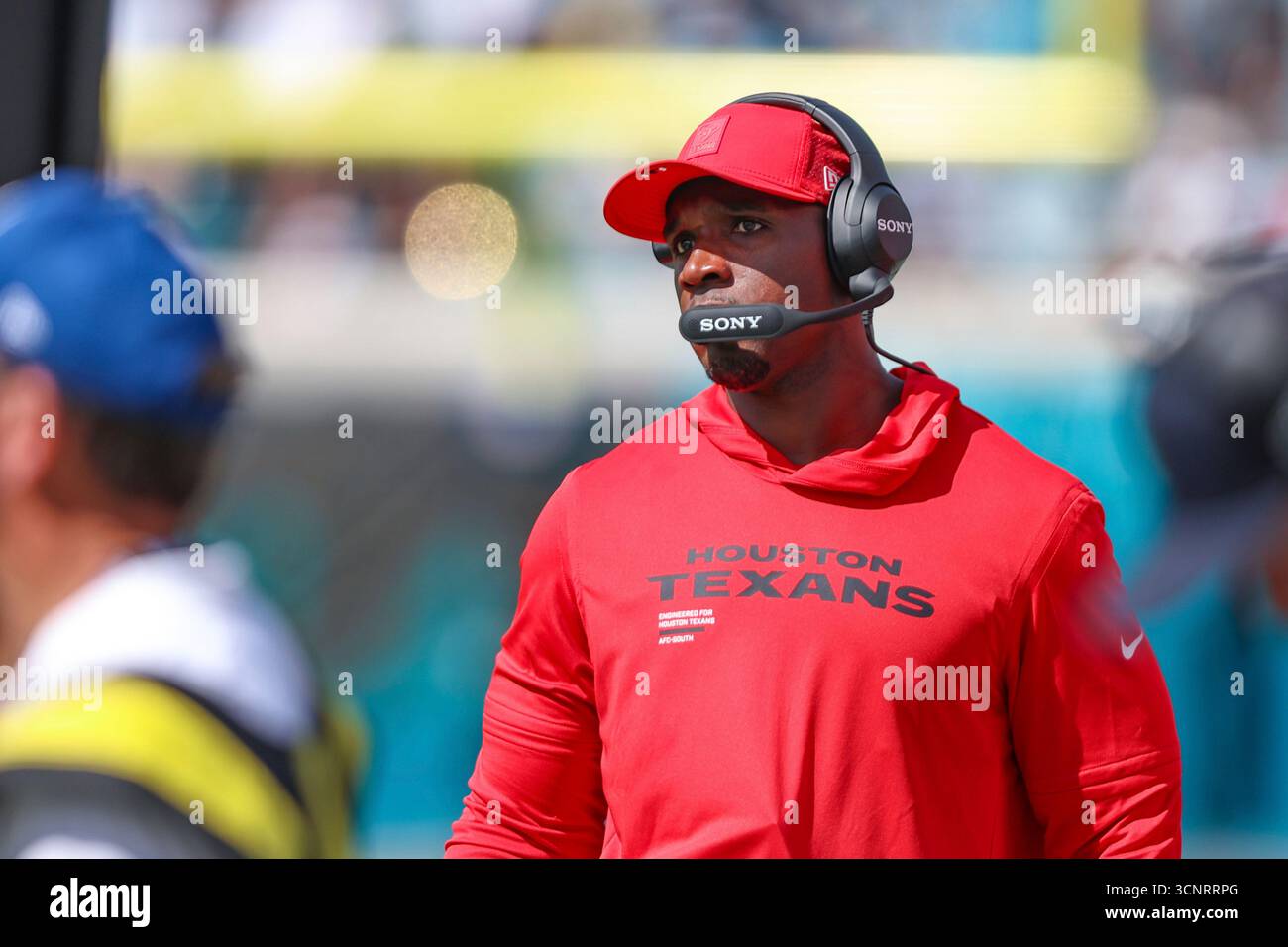 Houston Texans head coach DeMeco Ryans walks the sideline during an NFL ...