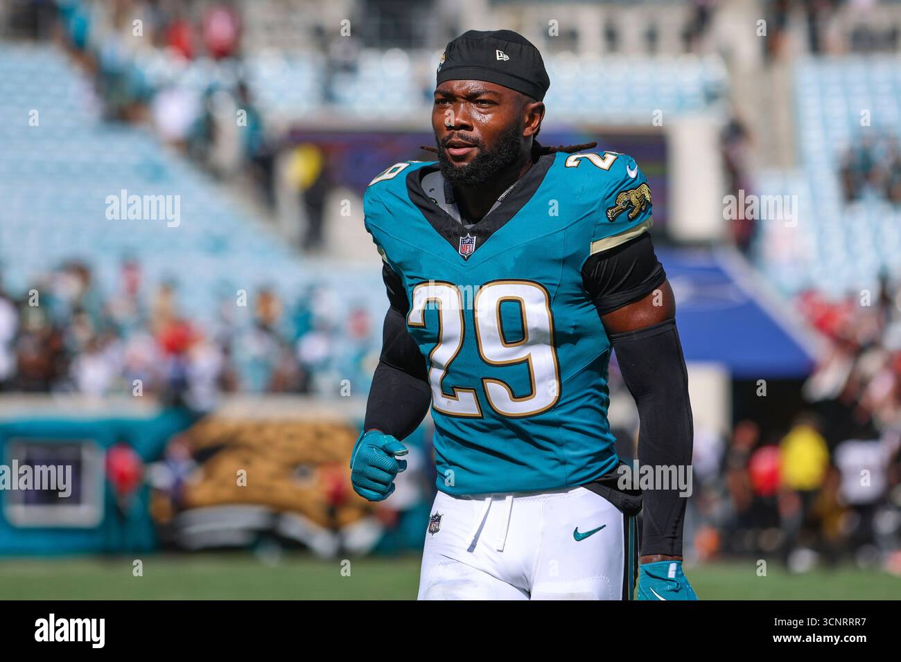 Jacksonville Jaguars safety Eric Murray (29) leaves the field after an ...