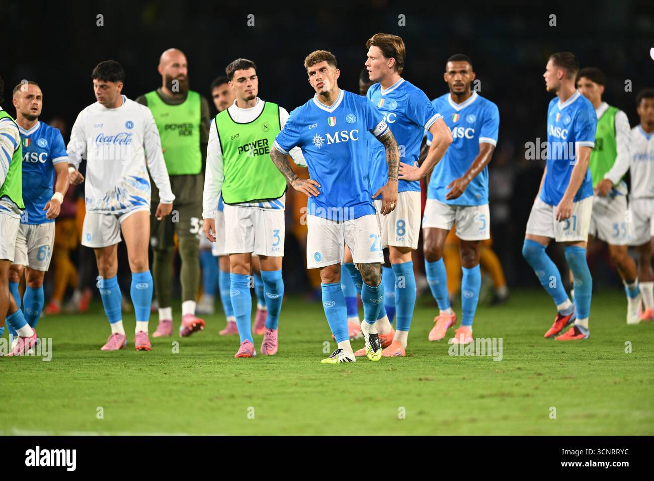 S.S.C. Napoli players is greeting the fans at the end of the 4th day of ...