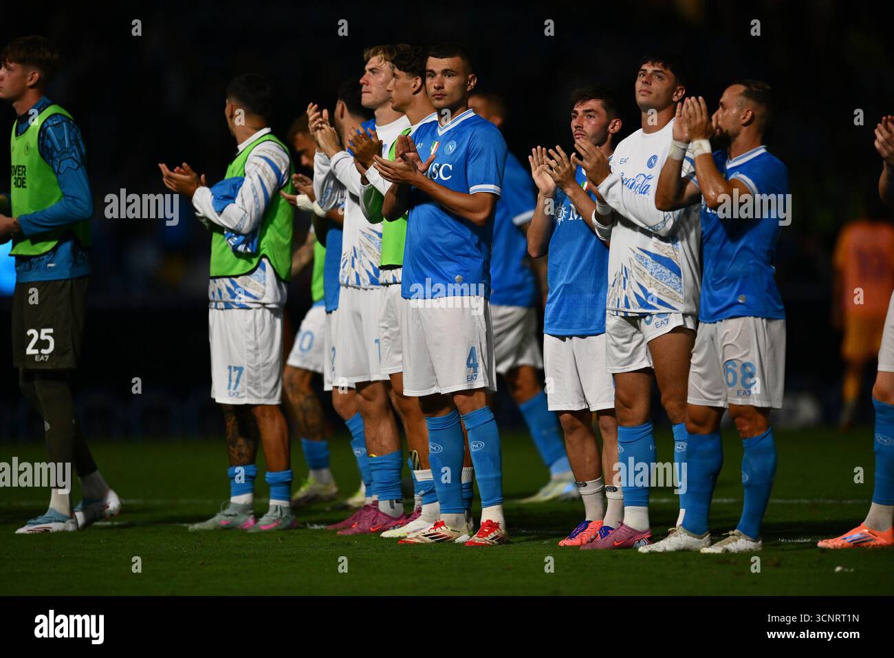 S.S.C. Napoli players is greeting the fans at the end of the 4th day of ...