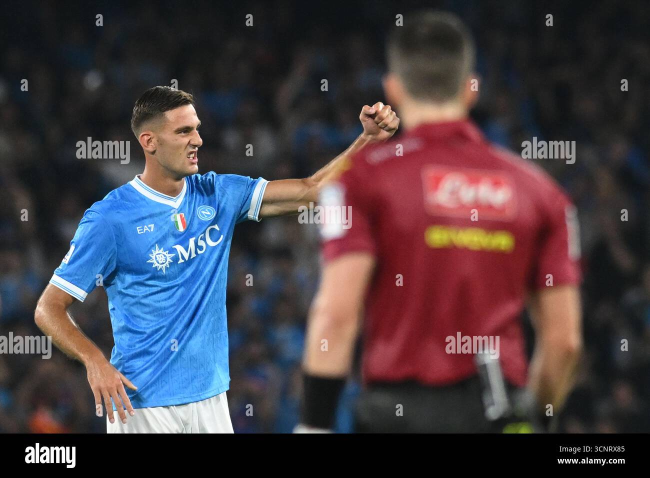 Lorenzo Lucca of SSC Napoli celebrates after scoring goal during the ...