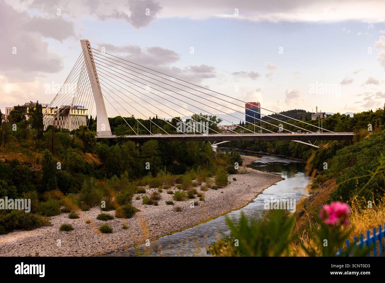 Podgorica, Montenegro - August 4 2025: View of Millennium Bridge in ...