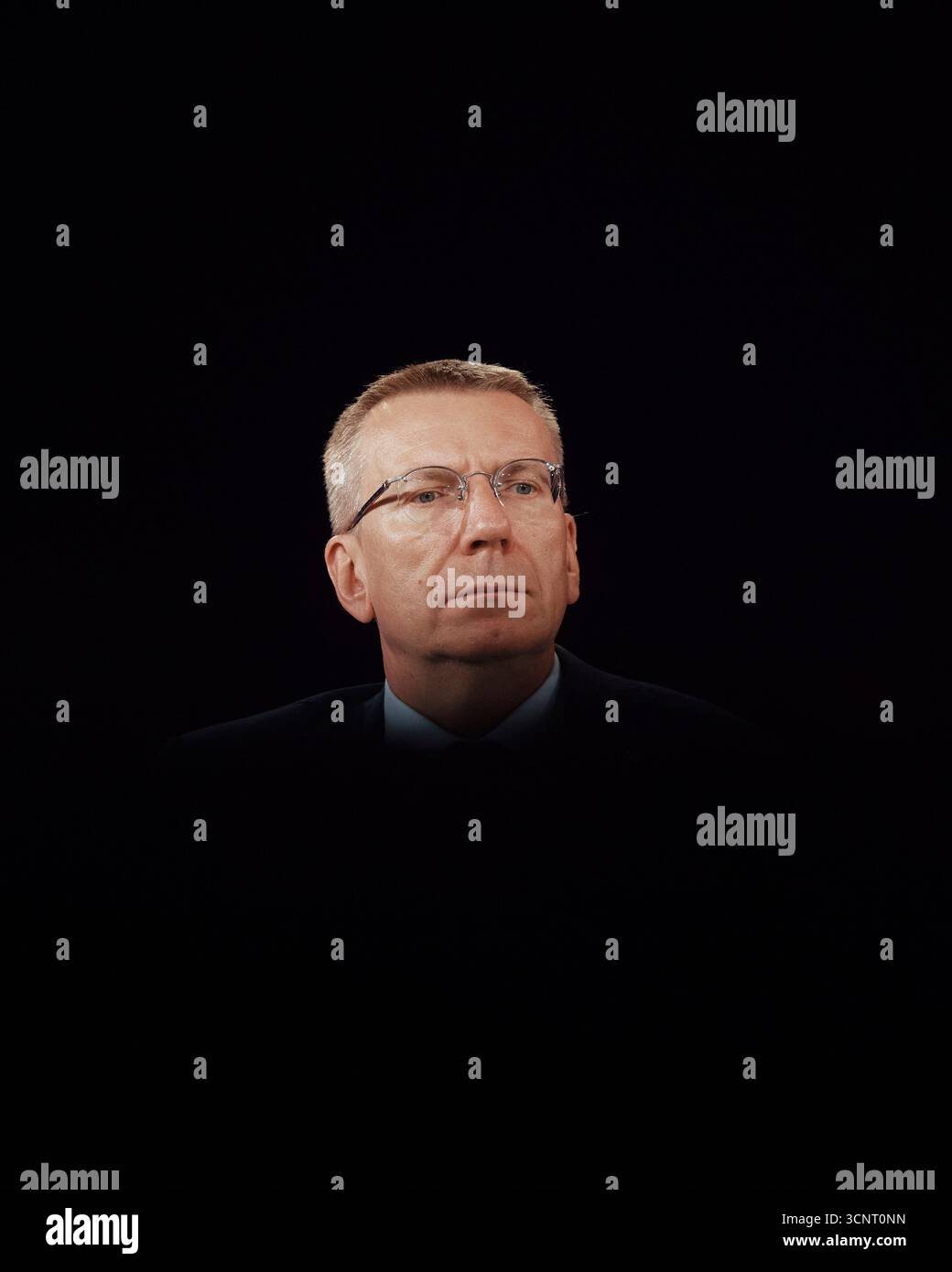 President of Latvia, Edgars Rinkevics, listens during the Concordia ...