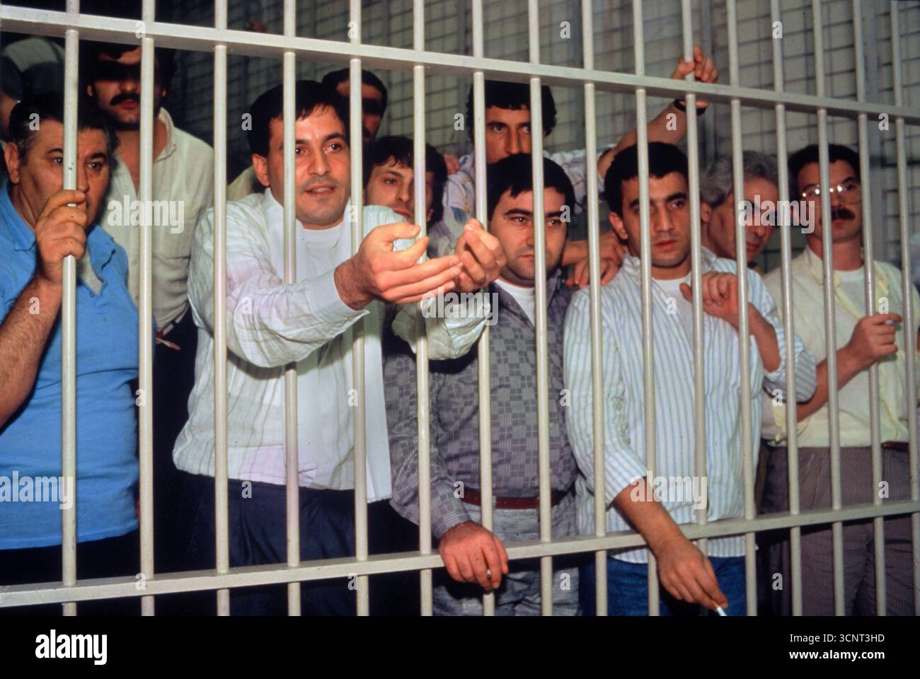 Camorra Mafia Trial in Naples 1980s Italy. Gang members are held in ...
