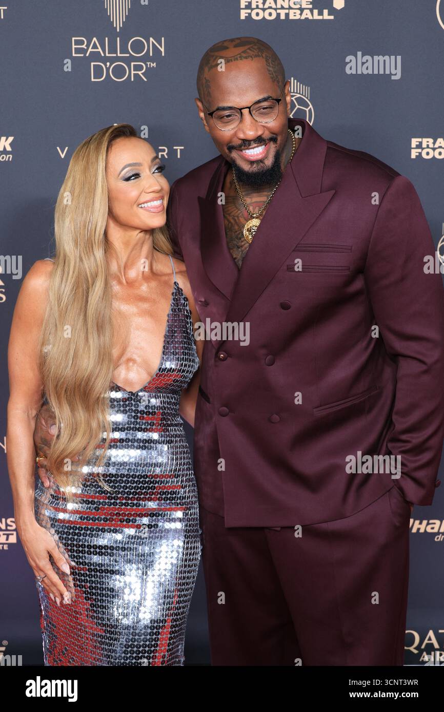 Kate Scott and Malik Scott attends the 69th Ballon D'Or Photocall at ...