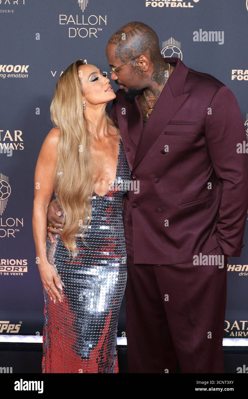 Kate Scott and Malik Scott attends the 69th Ballon D'Or Photocall at ...