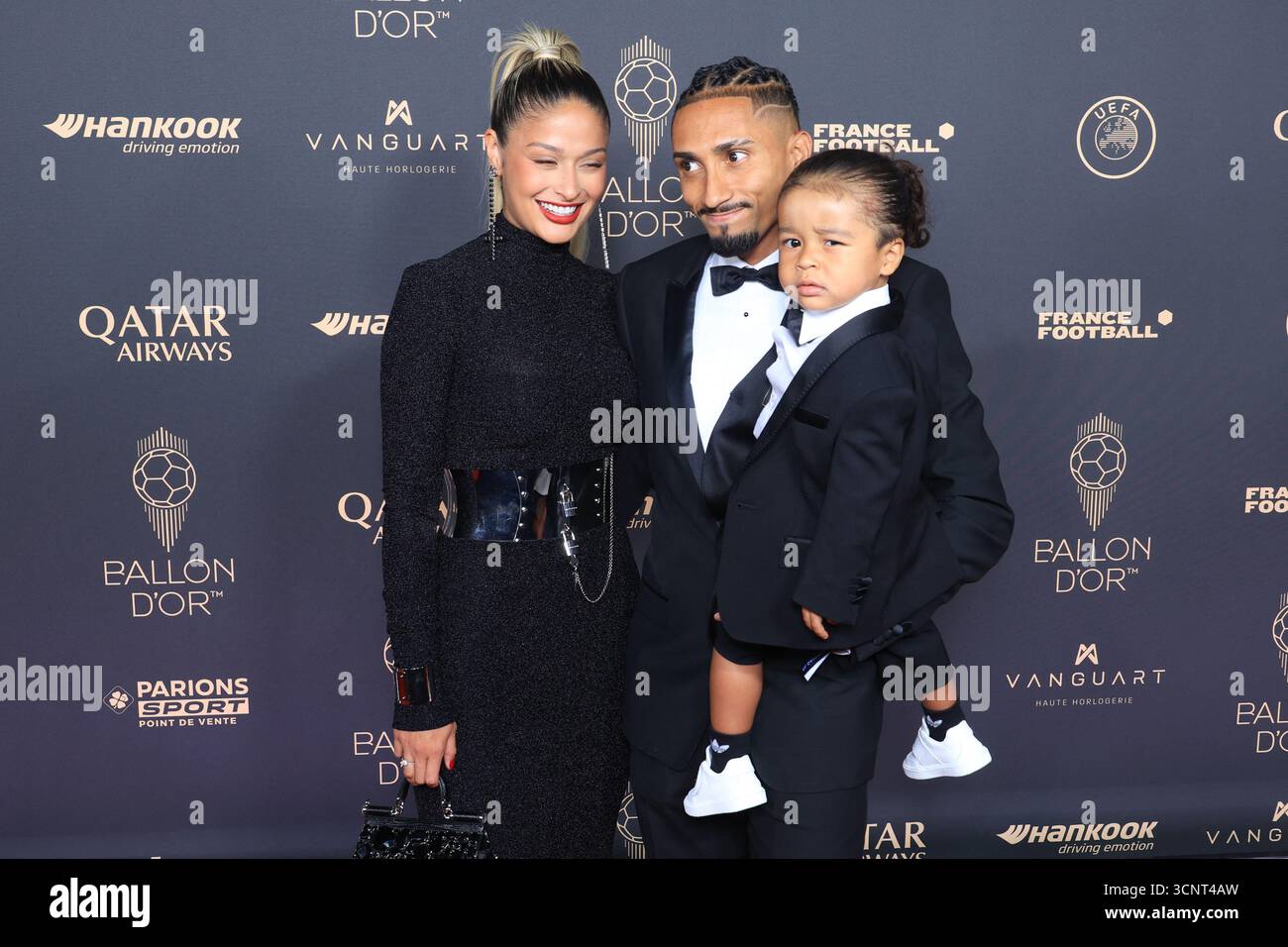 Natalia Rodrigues Belloli, Raphinha and Gael attends the 69th Ballon D ...