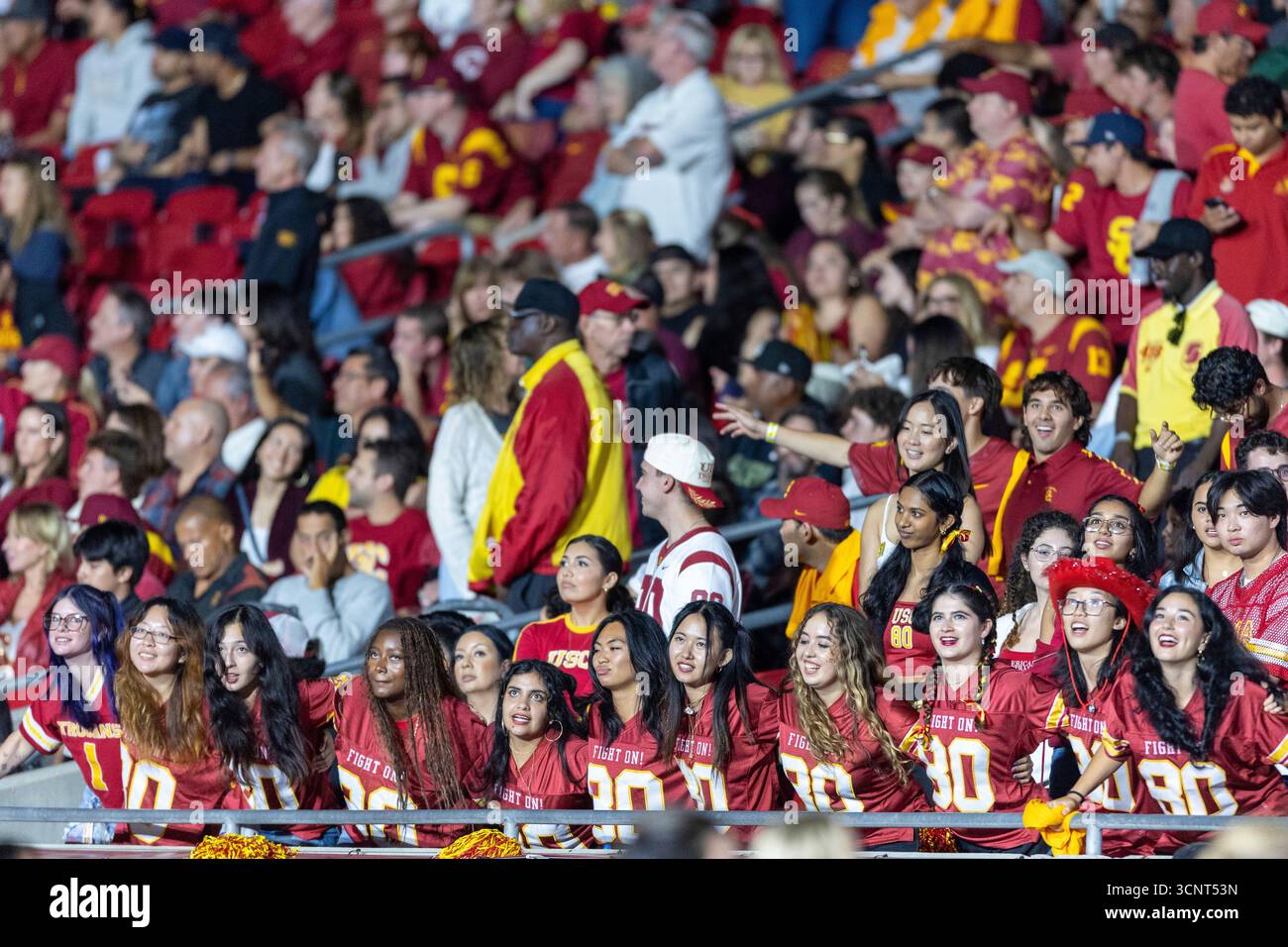 LOS ANGELES, CA - SEPTEMBER 20: USC Trojans fans in the USC student ...